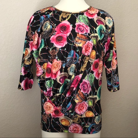 Tops | New Rose And Jewel Pattern Stretchy Fashion Top | Poshmark